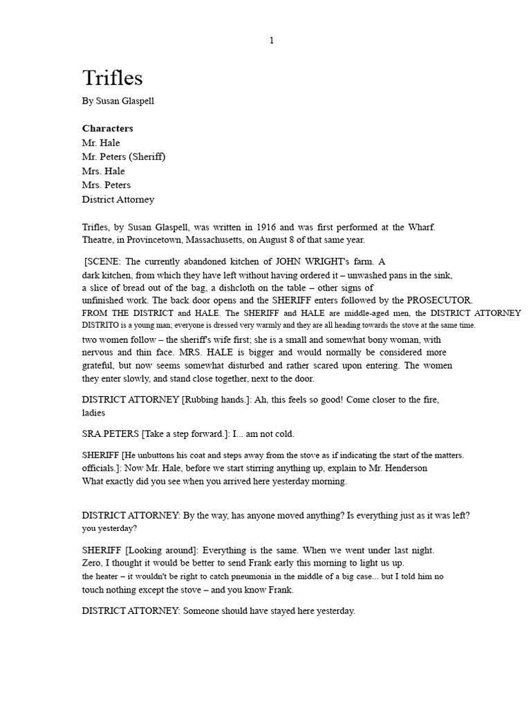 Susan Glaspell - Trifles | PDF | Quilt