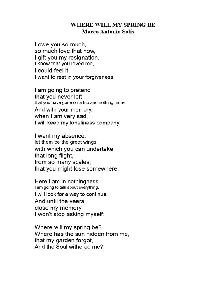 Where Will My Spring Be: A Poetic Reflection | PDF