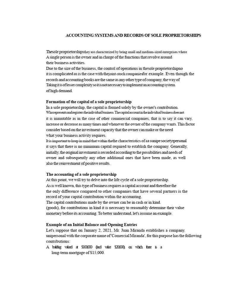Accounting for Sole Proprietorships | PDF | Sole Proprietorship | Taxes