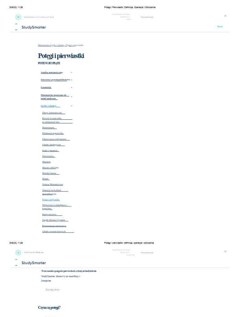 Potęgi I Pierwiastki: Definicja, Operacje I Obliczenia | PDF