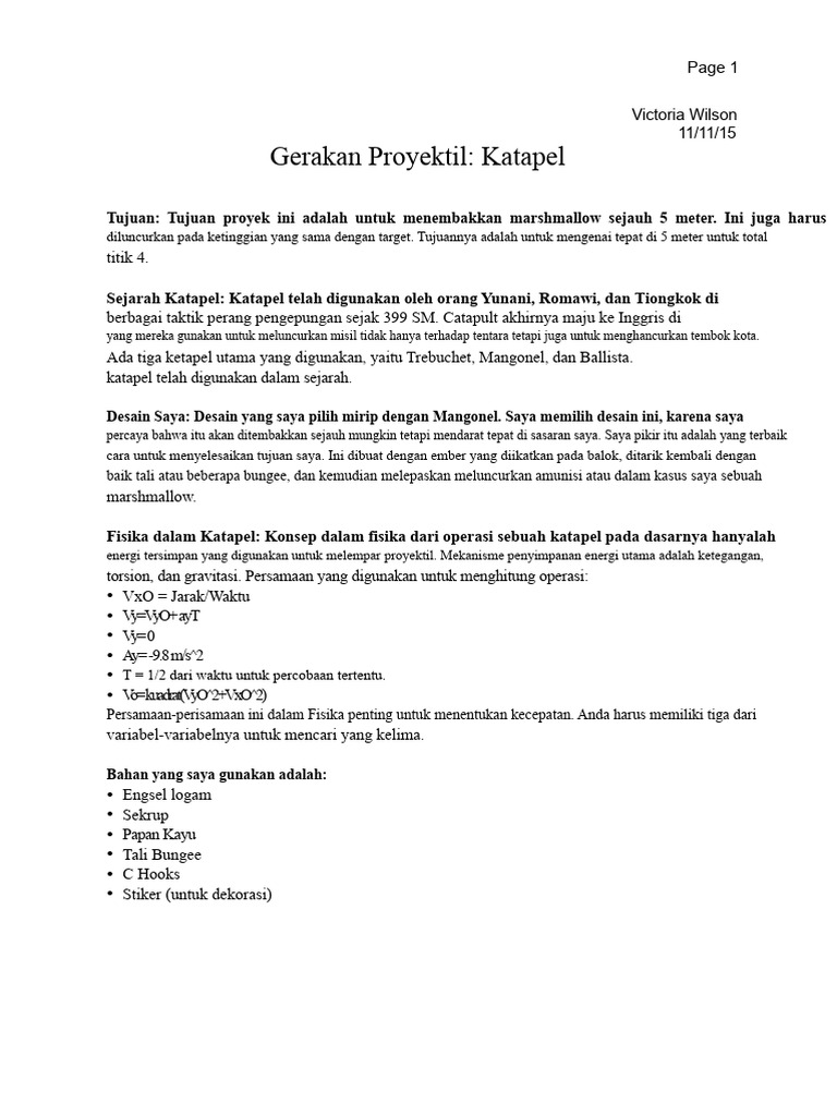 Proyek Katapel: Peluncuran Marshmallow | PDF
