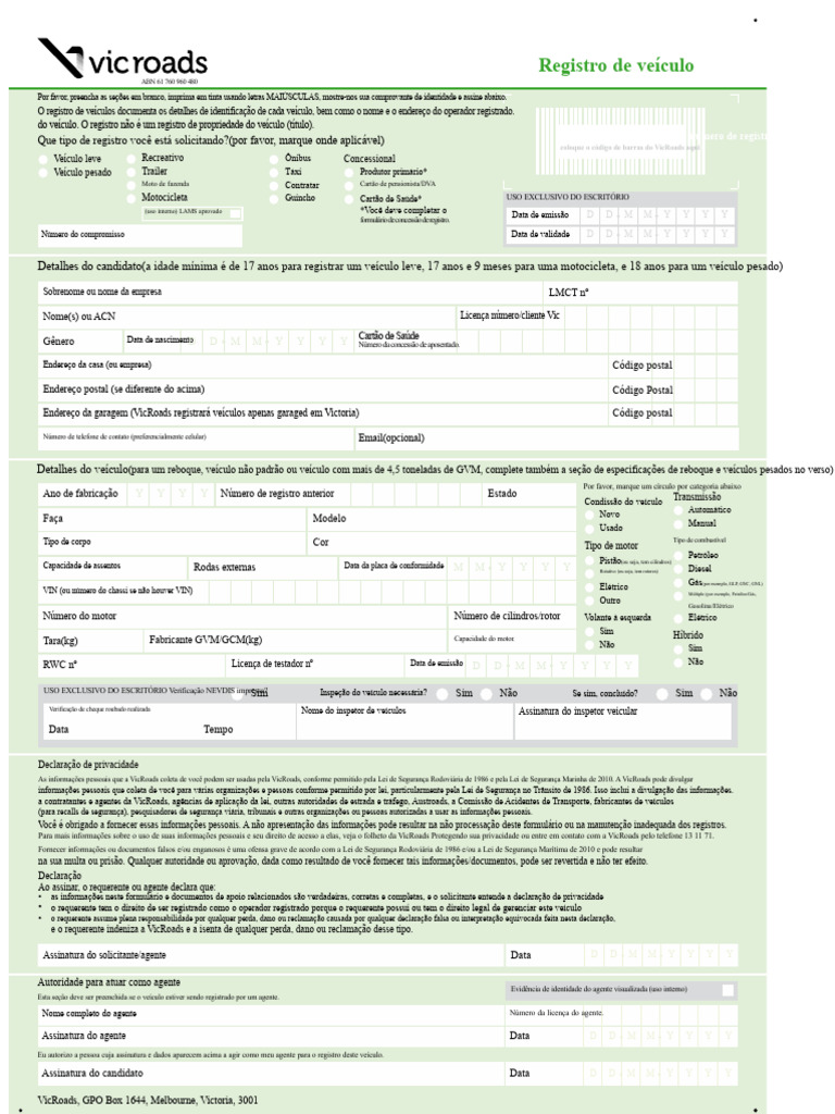 Registro de Veículo em Victoria: Guia Completo | PDF | Tráfego ...
