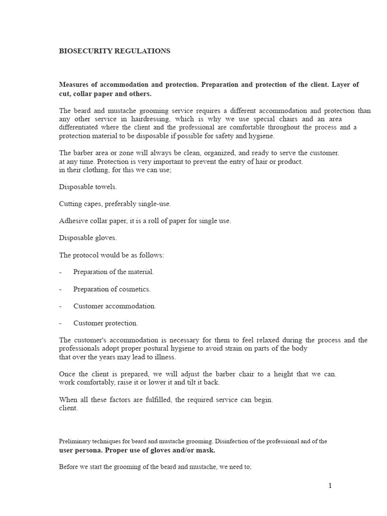 Biosecurity Regulations | PDF | Shaving | Beard