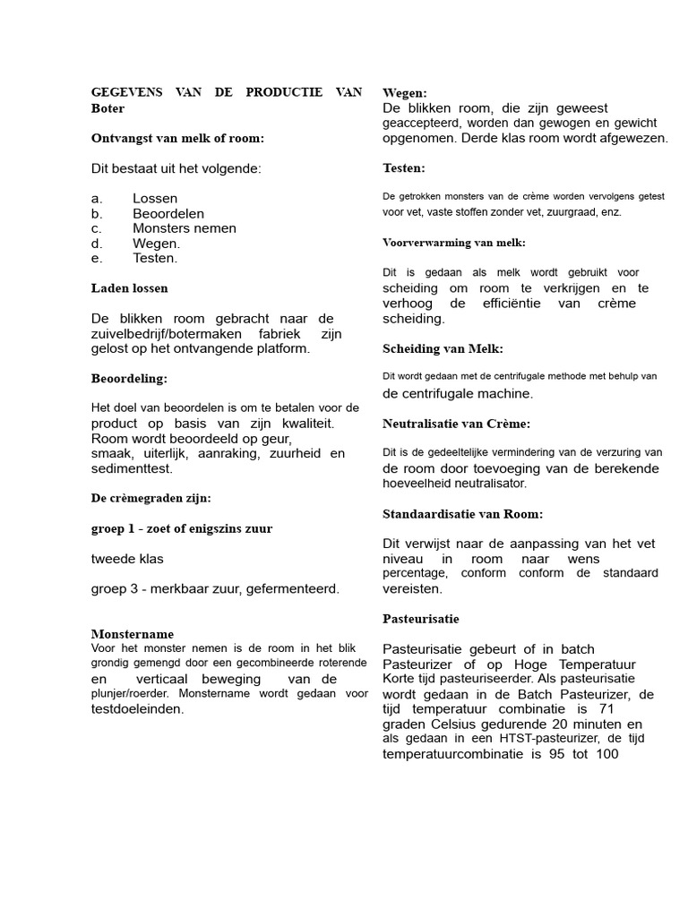 Details Van de Productie Van Boter PDF | PDF