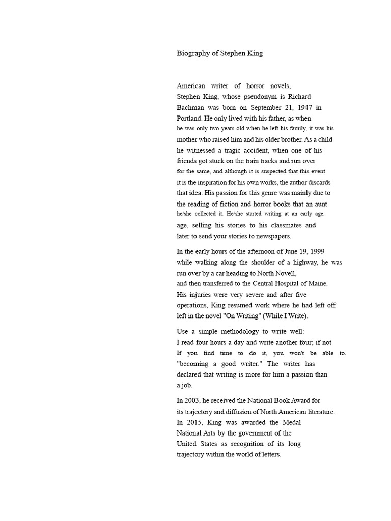 Stephen King's Life and Writing Insights | PDF | Stephen King