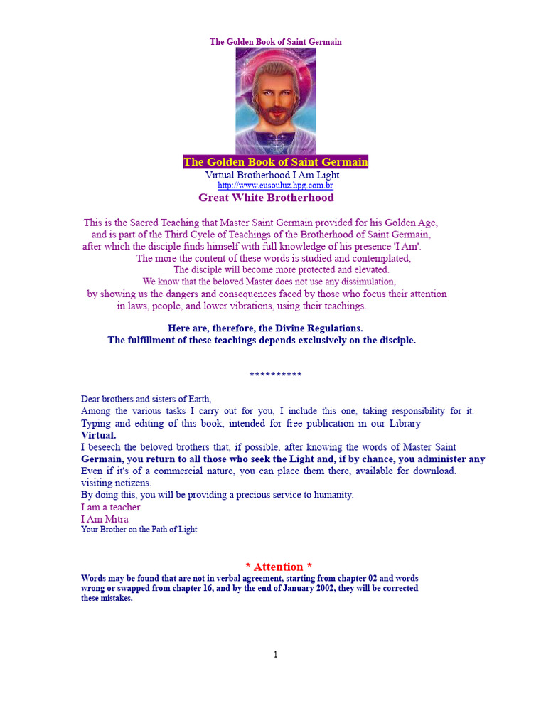The Golden Book of Saint Germain | PDF | God | Divinity
