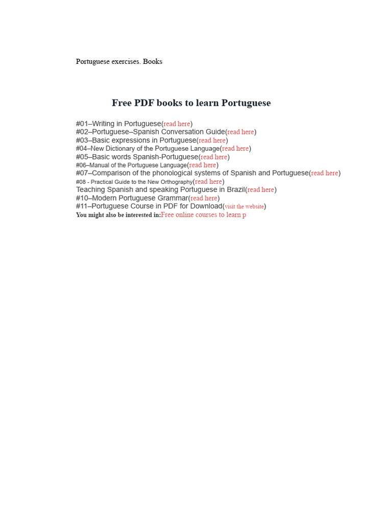 Portuguese Exercises | PDF