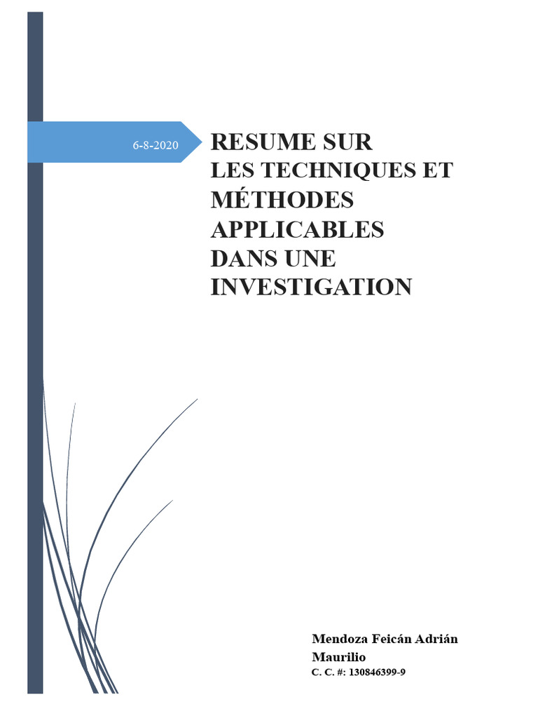 Techniques et méthodes d'investigation | PDF | Méthode scientifique ...