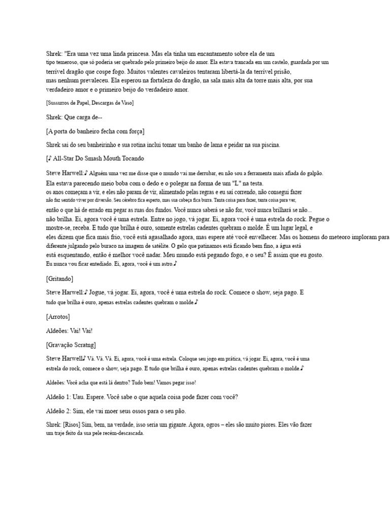 O Roteiro do Filme Shrek | PDF