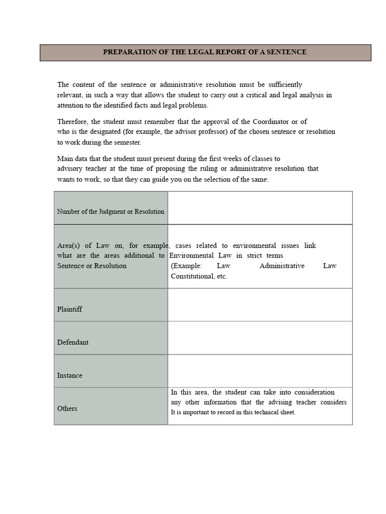 Format For Preparing The Legal Report of A Sentence | PDF | Judgment ...
