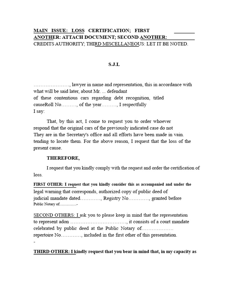 Loss Certification Request Document | PDF