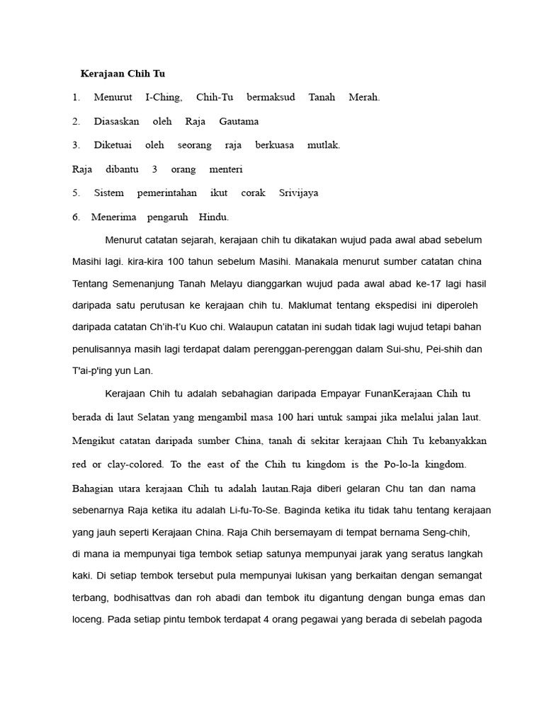 Sejarah Kerajaan Chih Tu | PDF