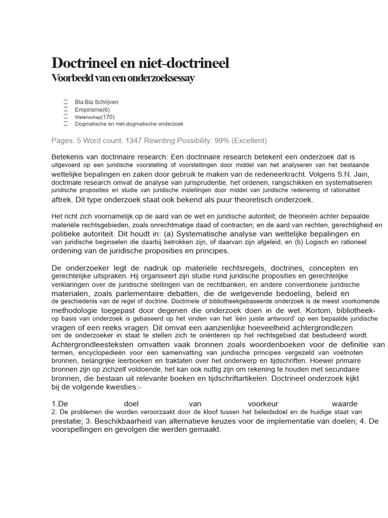 Doctrine en Niet-Doctrine Onderzoek Ess | PDF