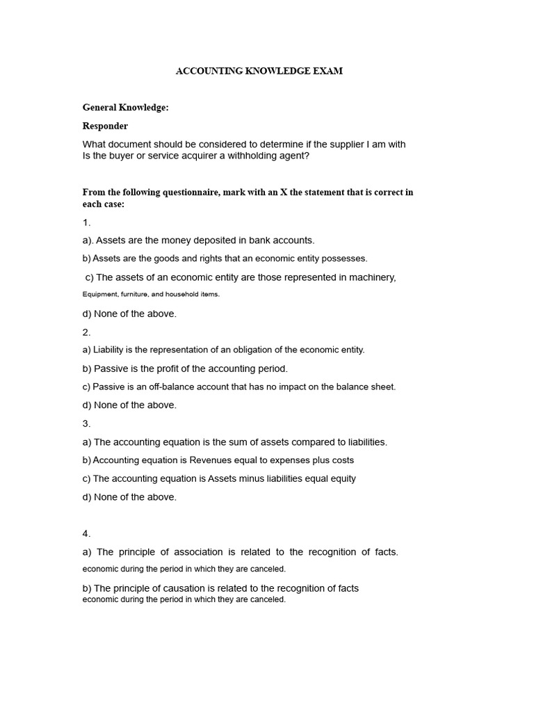 Accounting Knowledge Exam | PDF