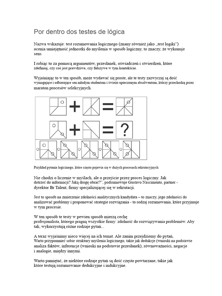 Testy Logicznego Myślenia | PDF