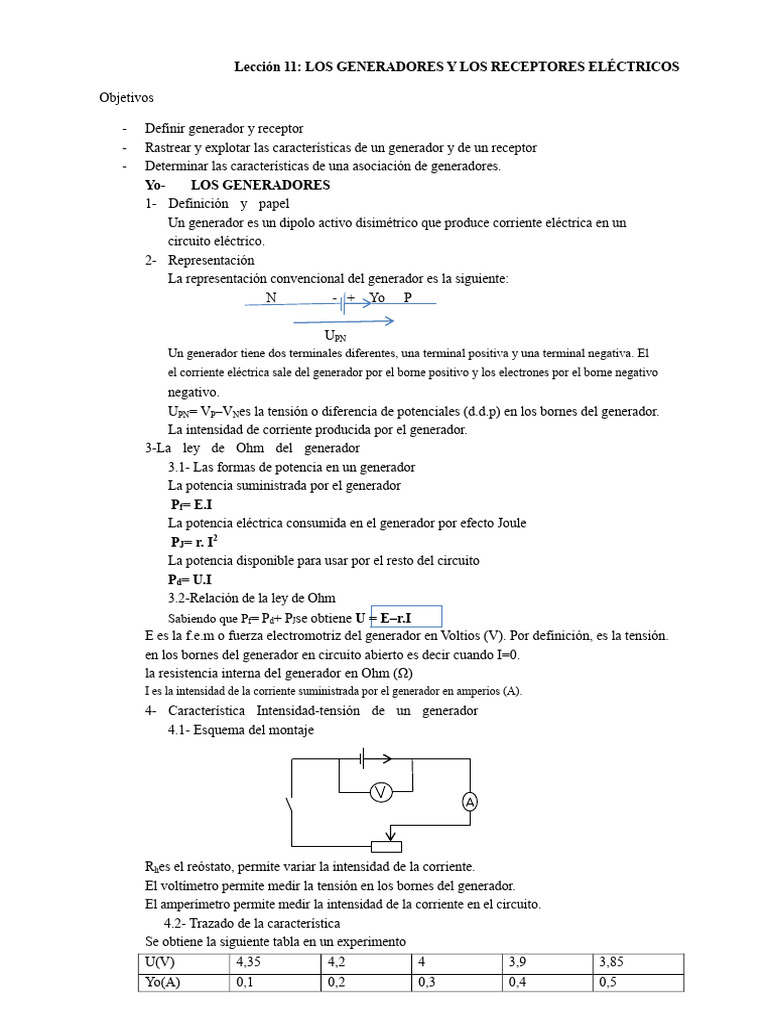 Generadores y Receptores Eléctricos: Conceptos Clave | PDF | Generador ...