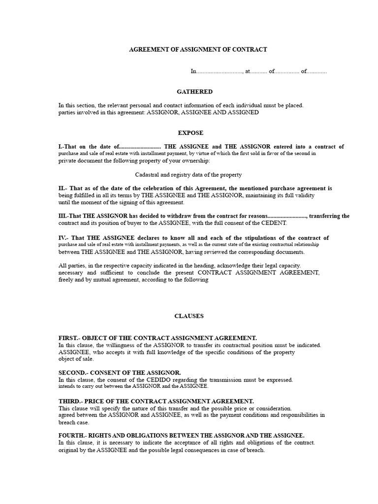 Contract Assignment Agreement | PDF | Assignment (Law) | Private Law