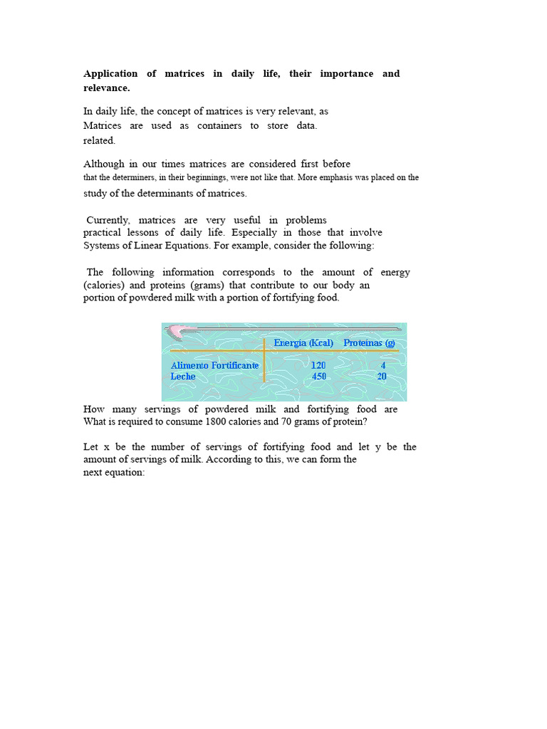 Application of Matrices in Daily Life | PDF