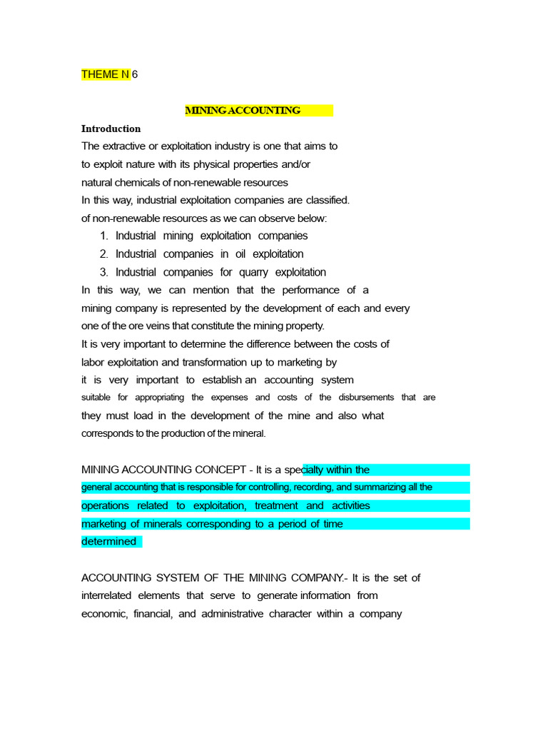 Accounting Practices in Mining Industry | PDF | Expense | Mining