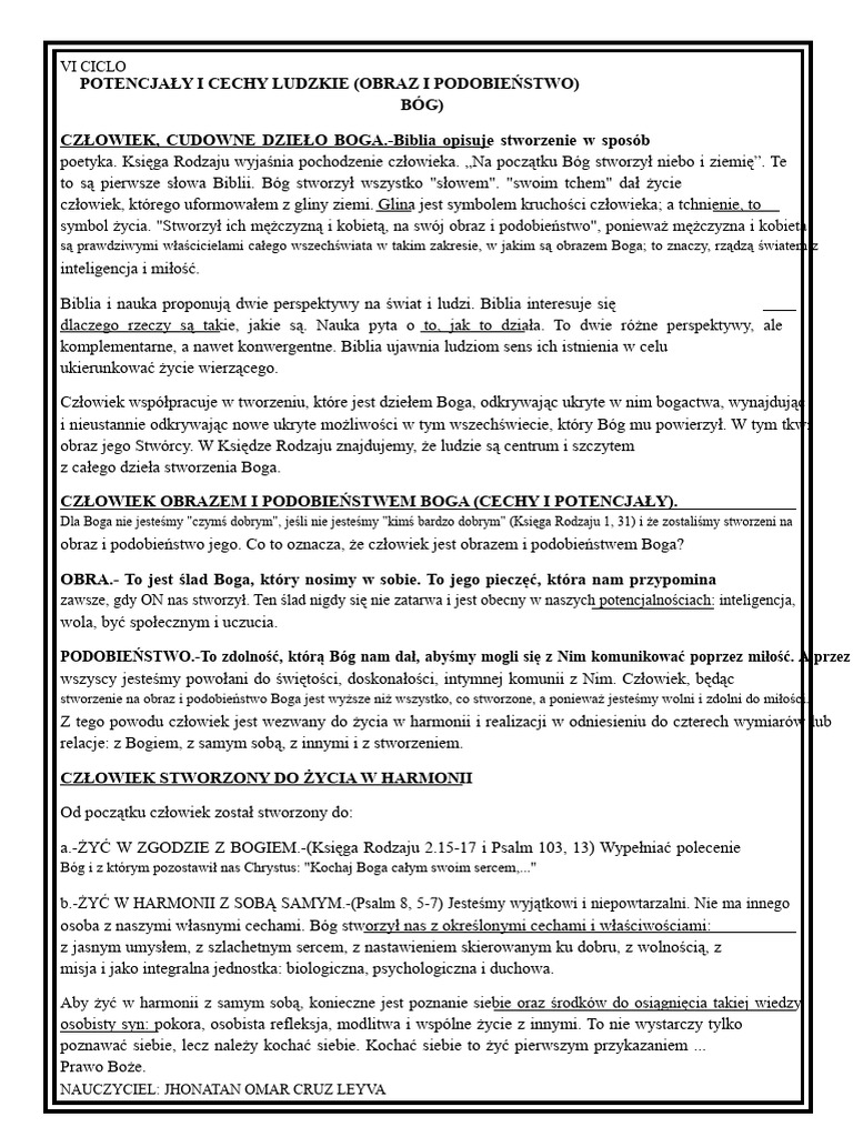 Możliwości I Cechy Człowieka | PDF