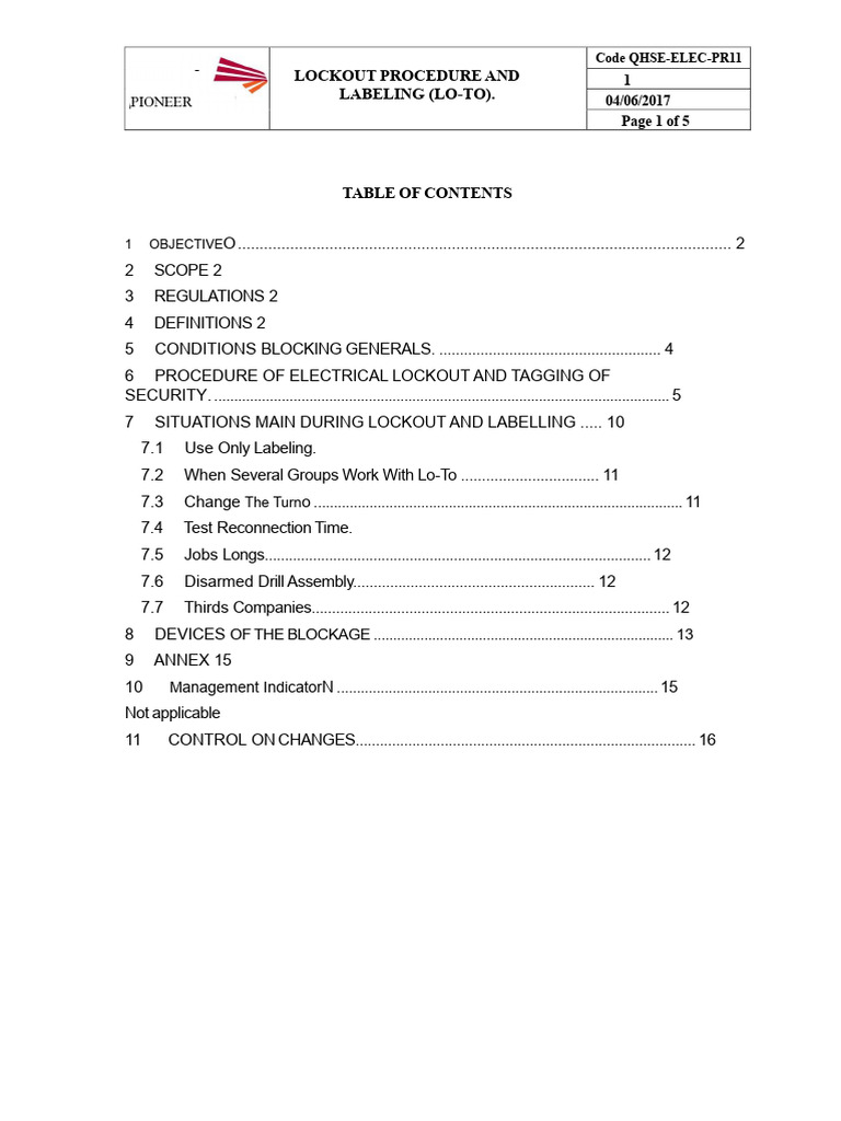 Lockout and Tagout Procedure | PDF | Electric Power | Electricity