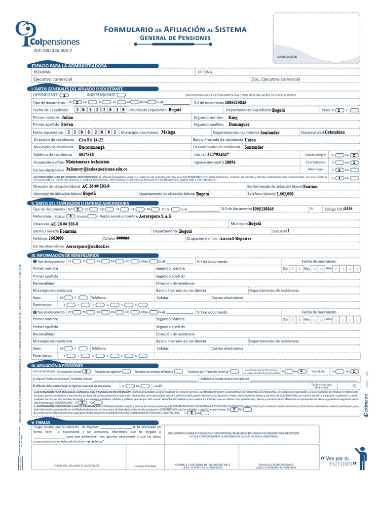 Affiliation Form For The General Pension System | PDF | Identity ...