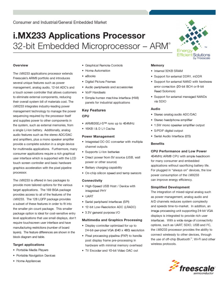 32-Bit Embedded Microprocessor - ARM: i.MX233 Applications Processor ...