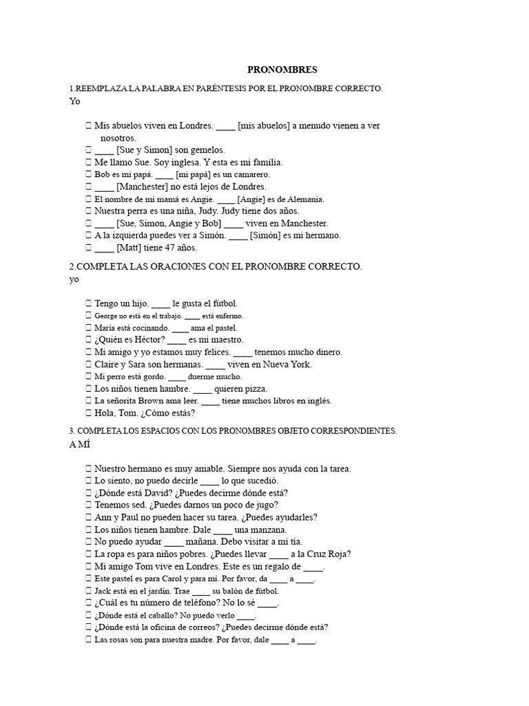 PRONOMBRES | PDF | Pronombre | Lingüística