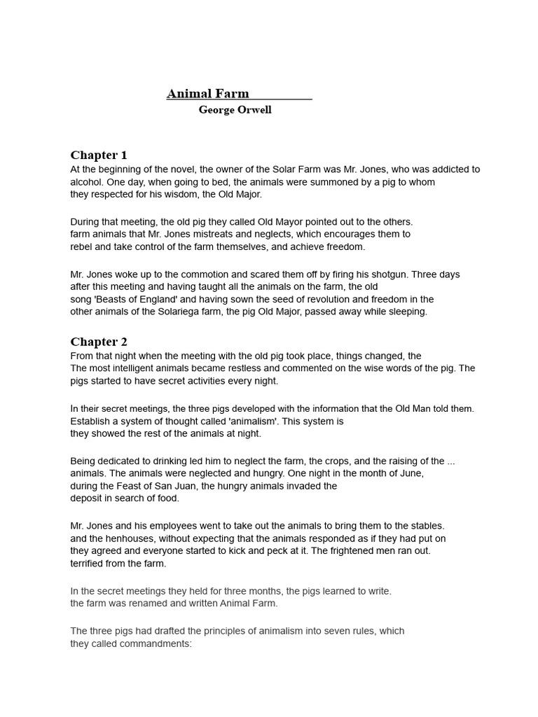 Animal Farm Chapter 1 Overview | PDF