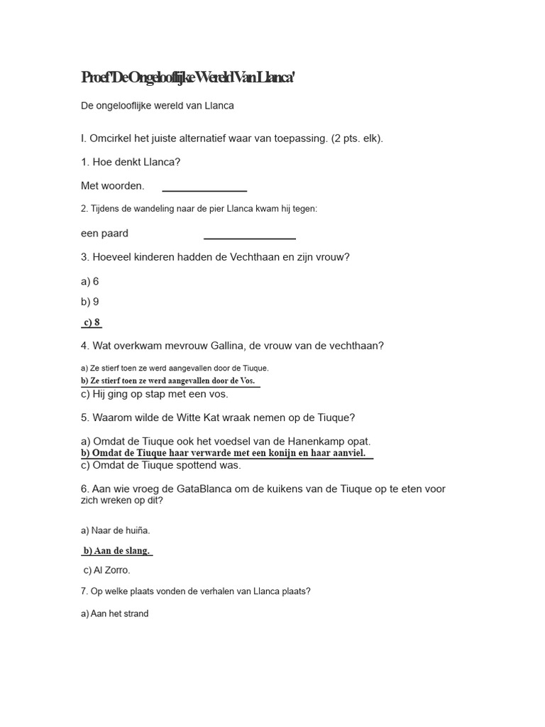 Proef de Incredible Wereld Van Llanca | PDF
