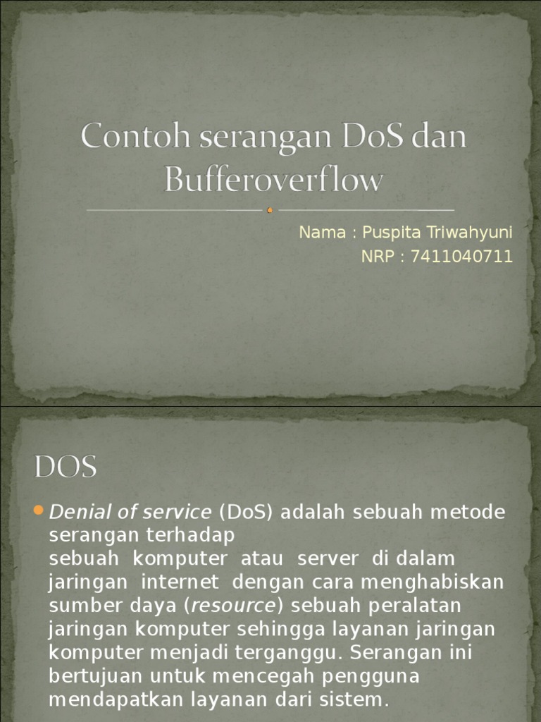 Contoh Serangan DoS Dan Buffer Overflow (7411040711) | PDF