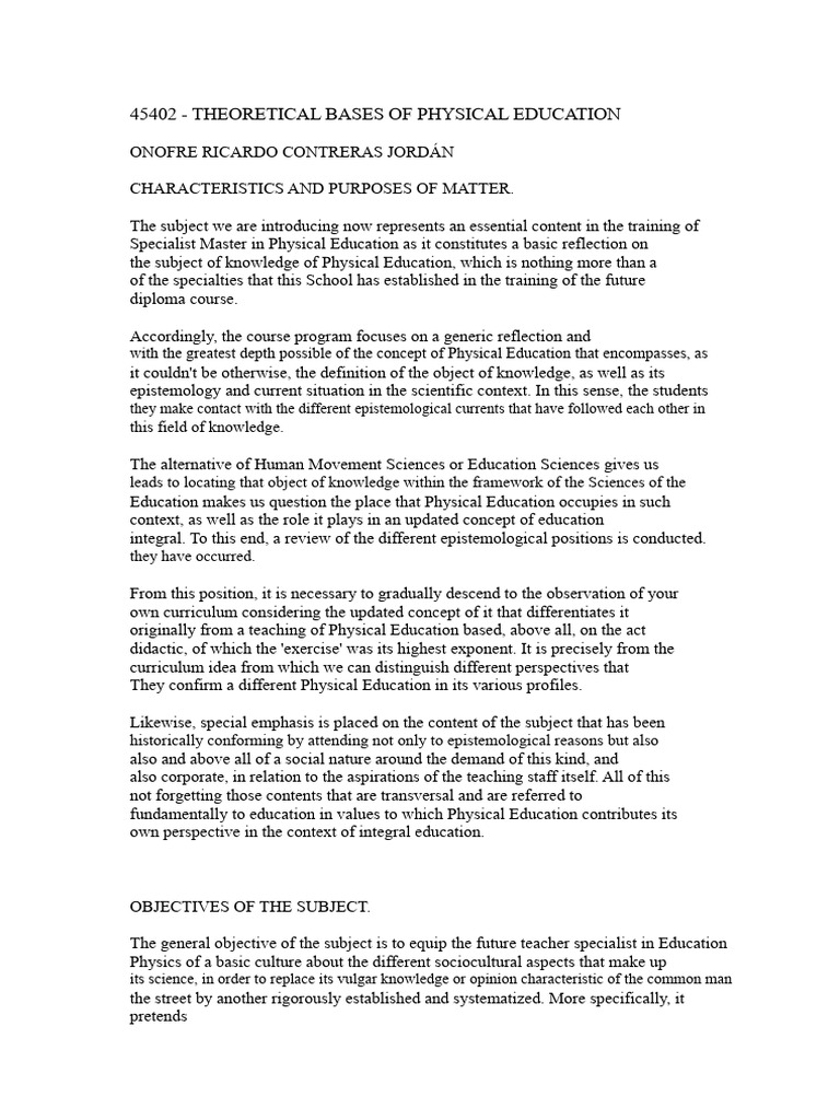 Foundations of Physical Education Theory | PDF | Knowledge | Epistemology