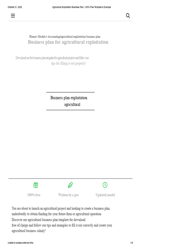 Business Plan Agricultural Exploitation - 100% Free Model & Example ...