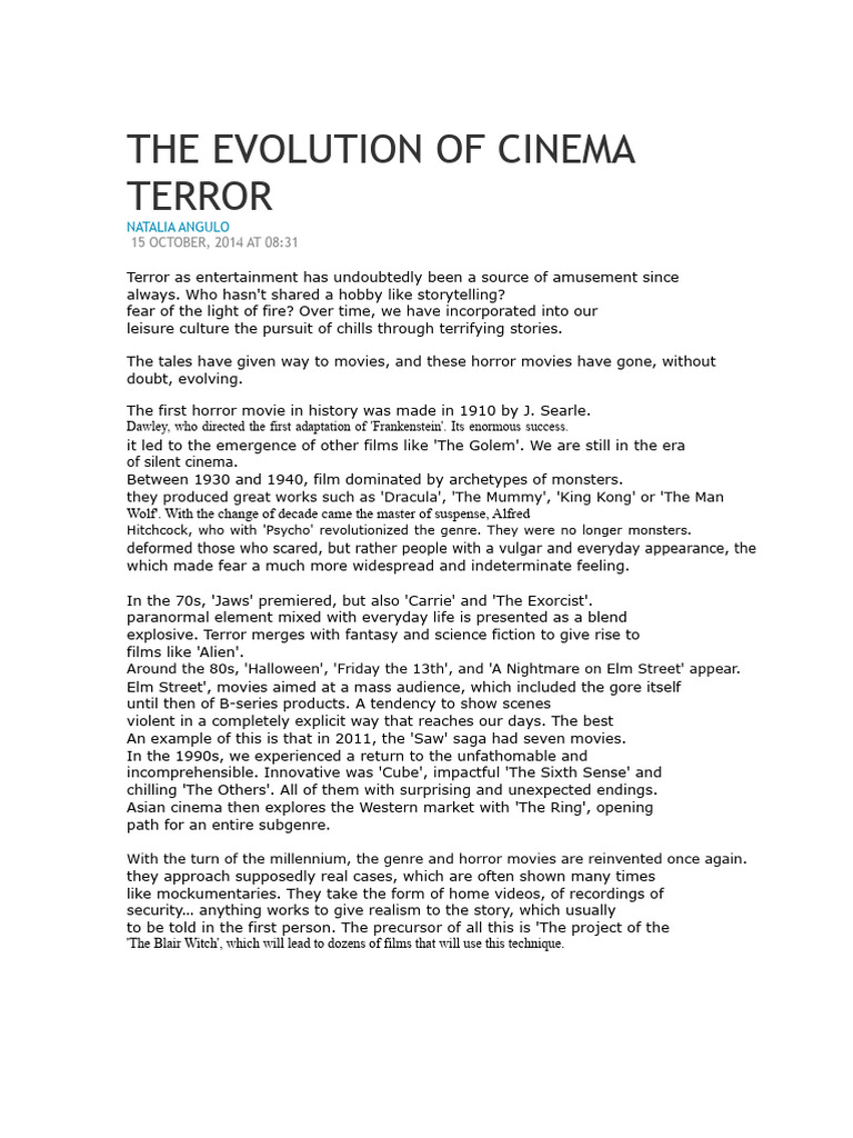 The Evolution of Horror Cinema | PDF | Horror Films | Monsters