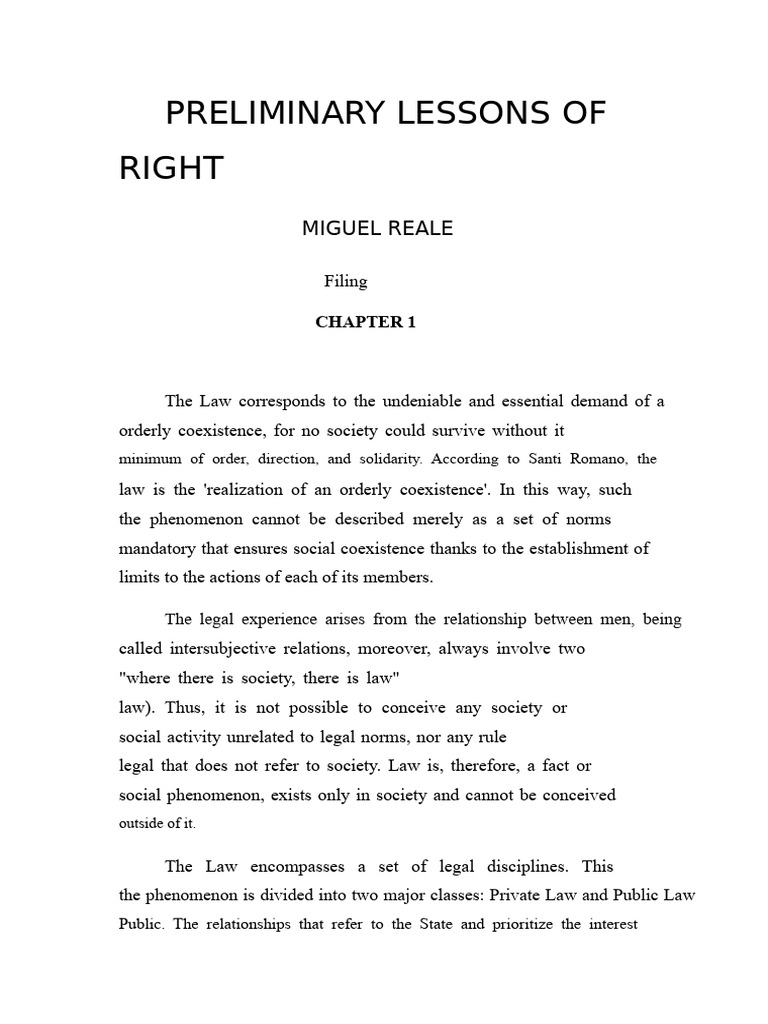 Summary - Preliminary Lessons of Law | PDF | Morality | Value (Ethics)