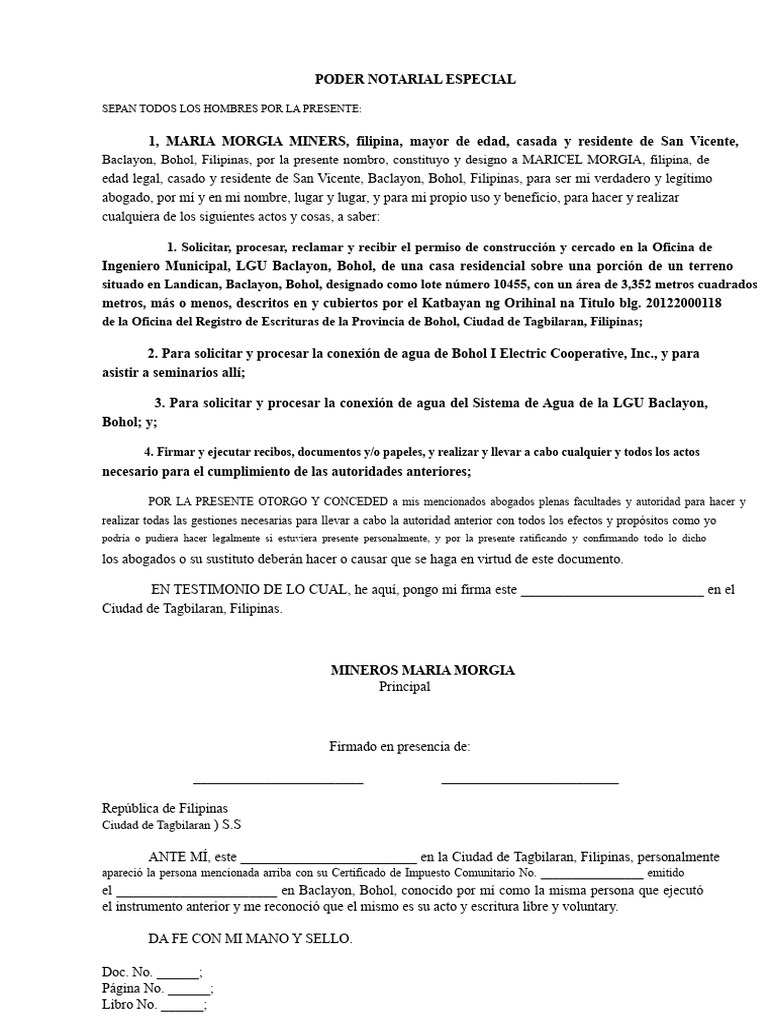 Poder Notarial Especial en Filipinas | PDF | Filipinas | Ciudad
