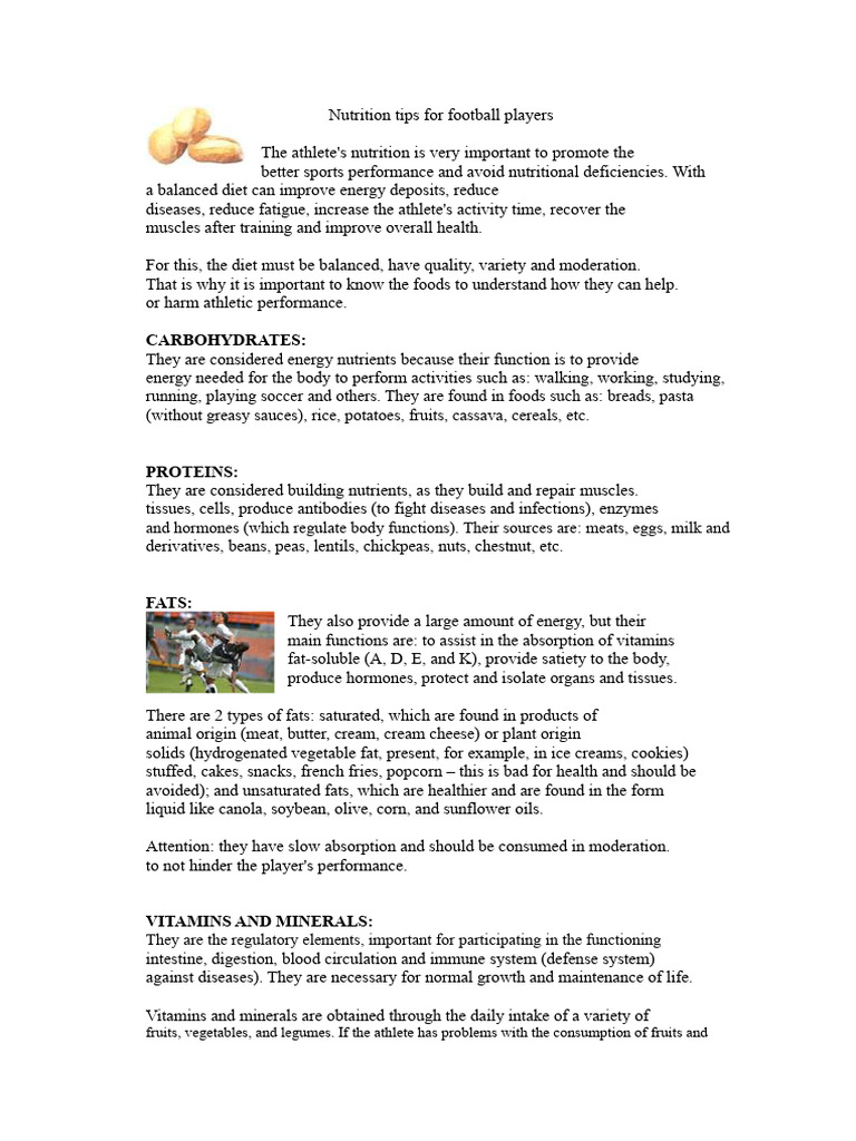 Essential Nutrition for Football Players | PDF | Nutrition | Diet ...