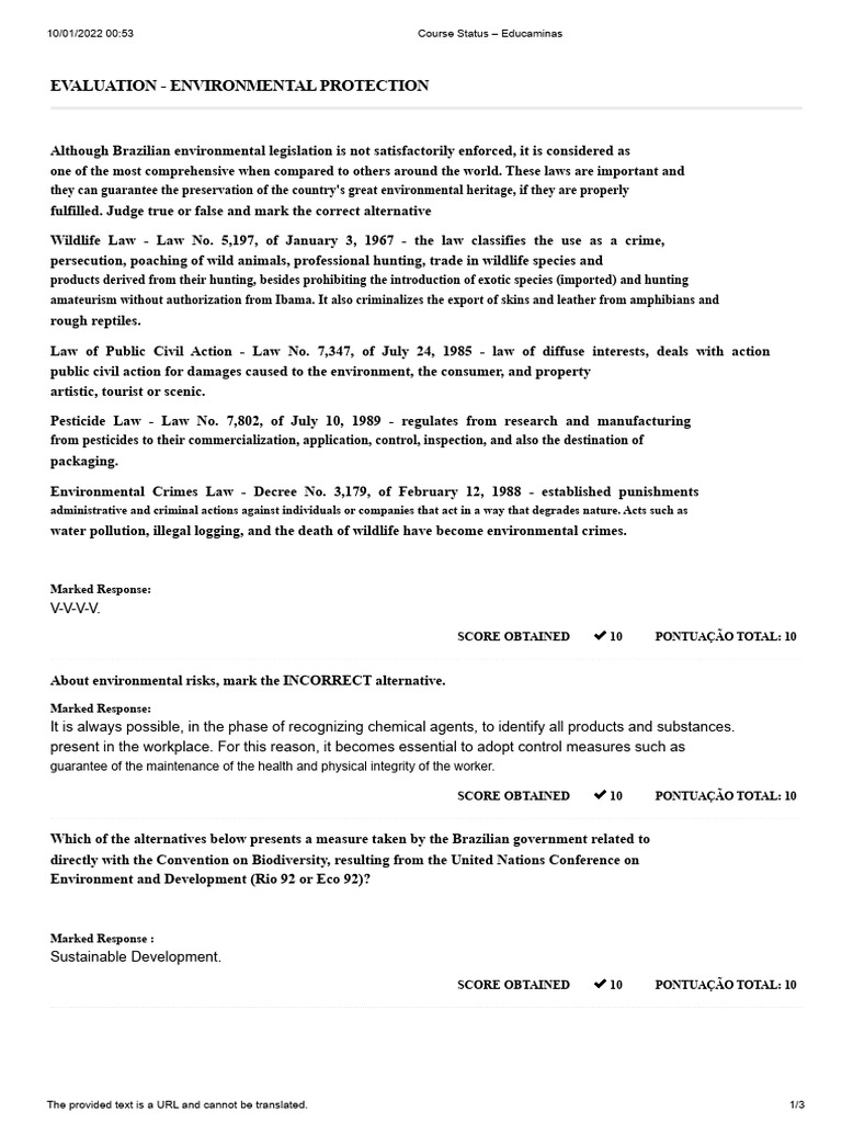 Test - Environmental Protection | PDF | Environmental Law ...