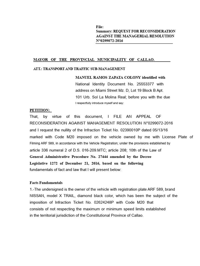 Motion For Reconsideration | PDF | Speed Limit | Justice