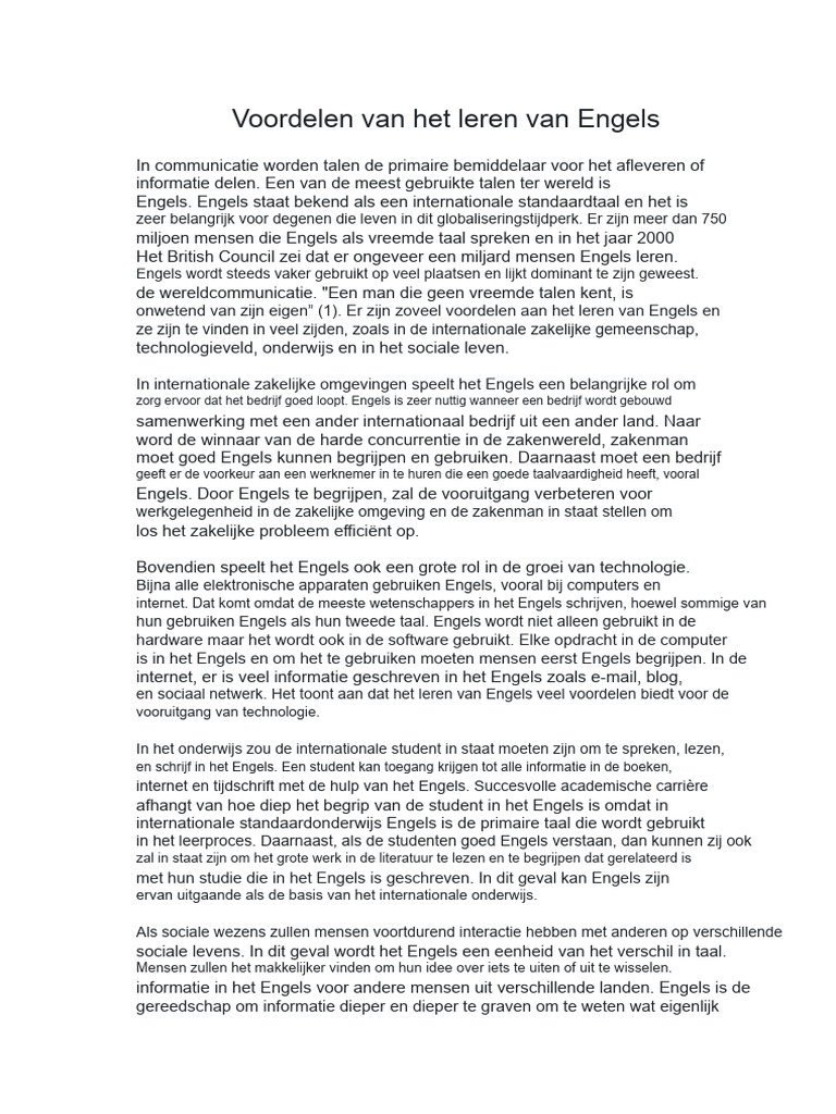 Voordelen Van Het Leren Van Engels | PDF