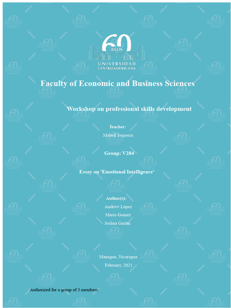 Essay On "Emotional Intelligence" | PDF | Emotions | Feeling
