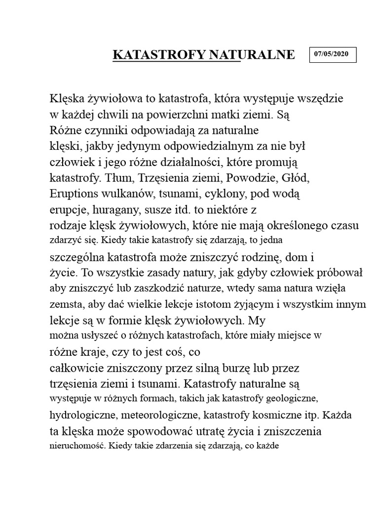 Katastrofy Naturalne | PDF