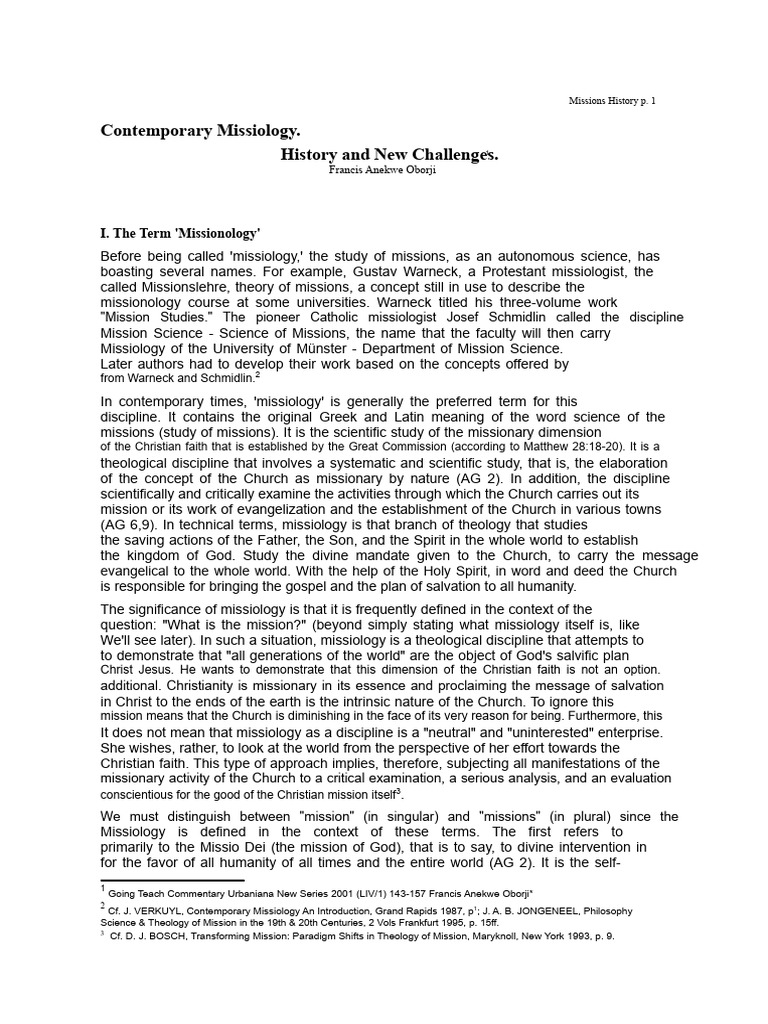 Understanding Missionology's Evolution | PDF | Christian Mission | Theology