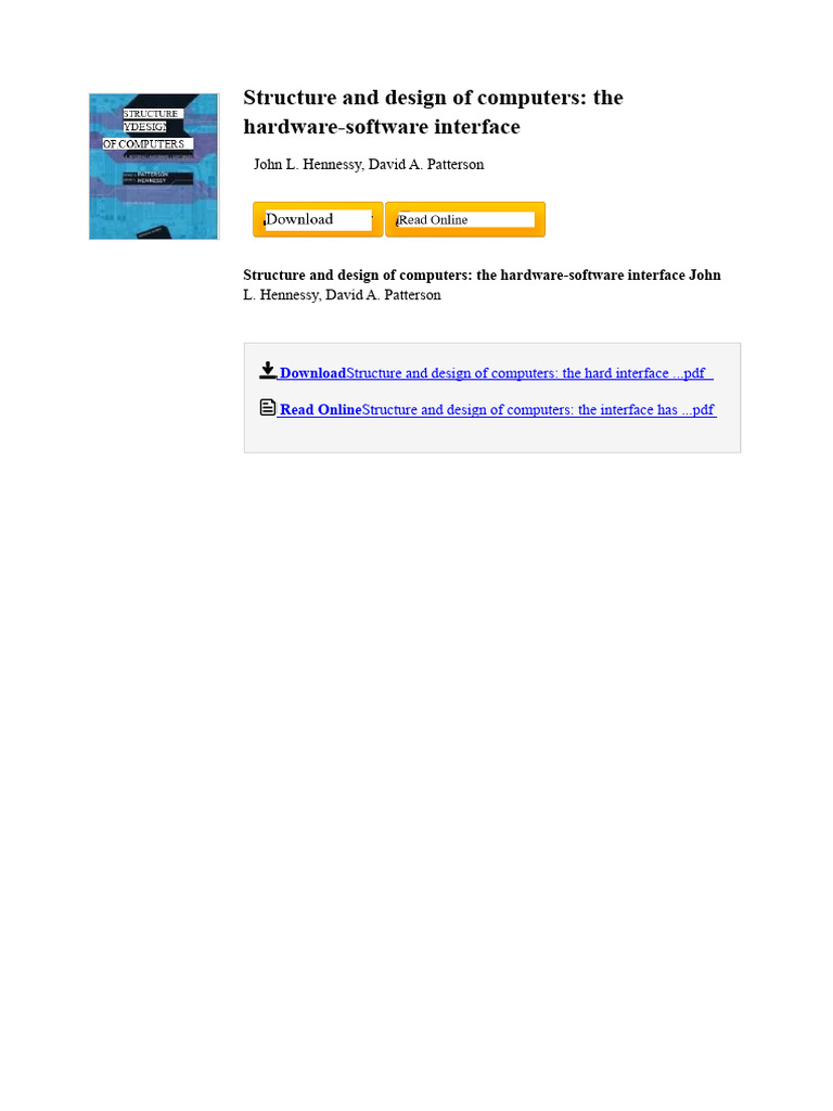 Computer Organization and Design The Hardware/Software Interface by ...