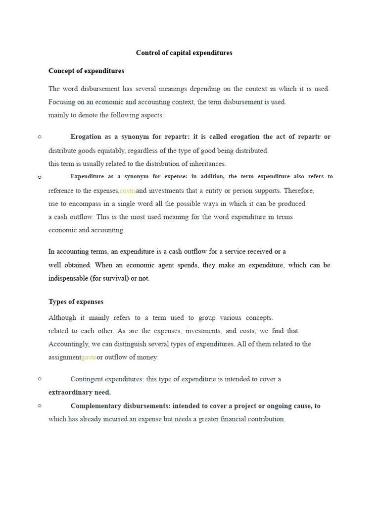 Control of Capital Expenditures | PDF | Expense | Budget