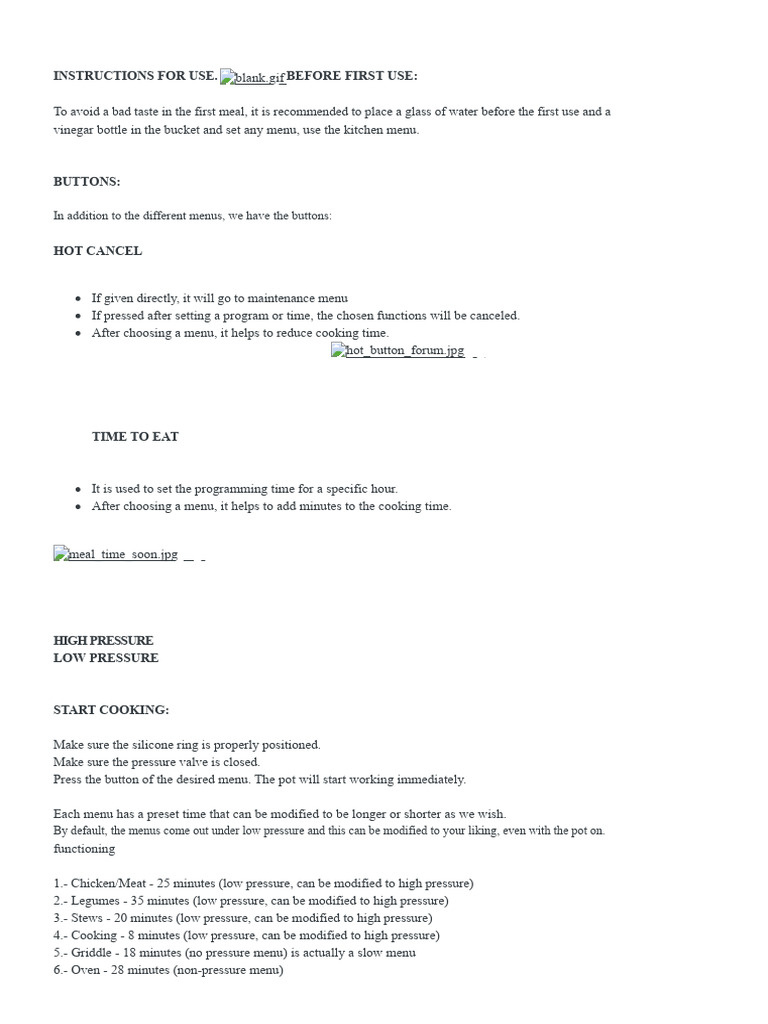 Olla GM Modelo D Manual de Uso | PDF | Menu | Washing Machine
