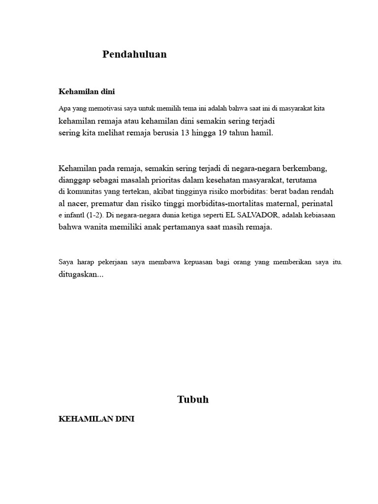 Kehamilan Dini: Tantangan dan Solusi | PDF