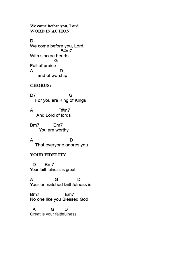 We Come Before You Lord Those Who Wait I Worship You | PDF