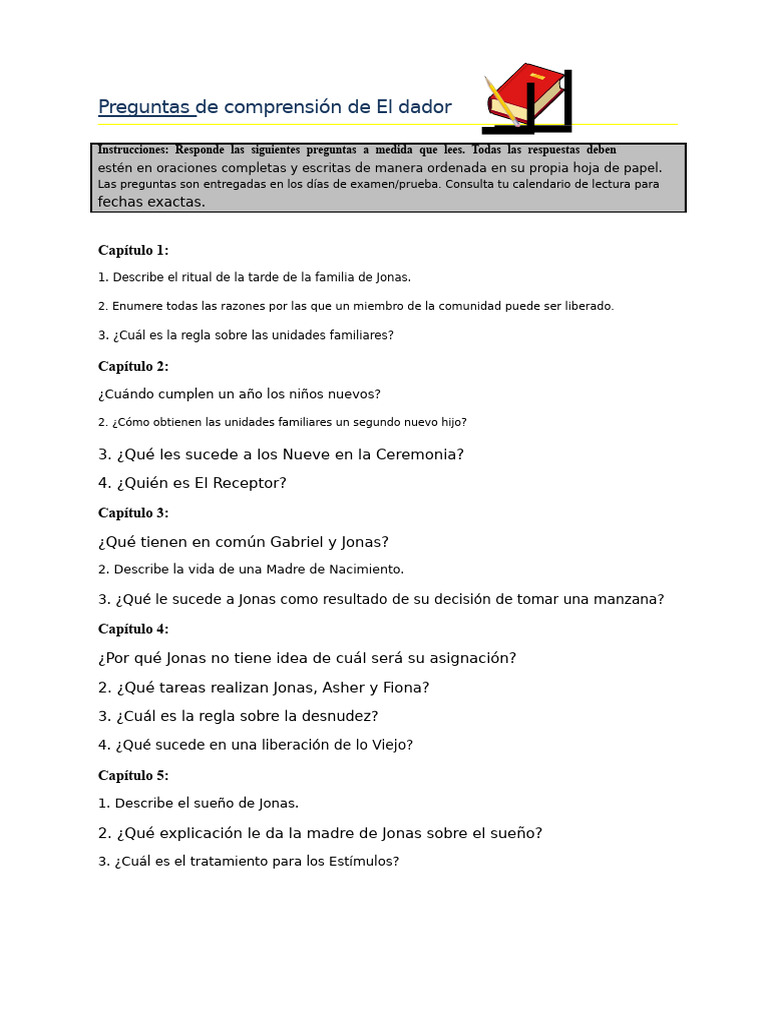 Preguntas de comprensión sobre "El dador" | PDF | El dador
