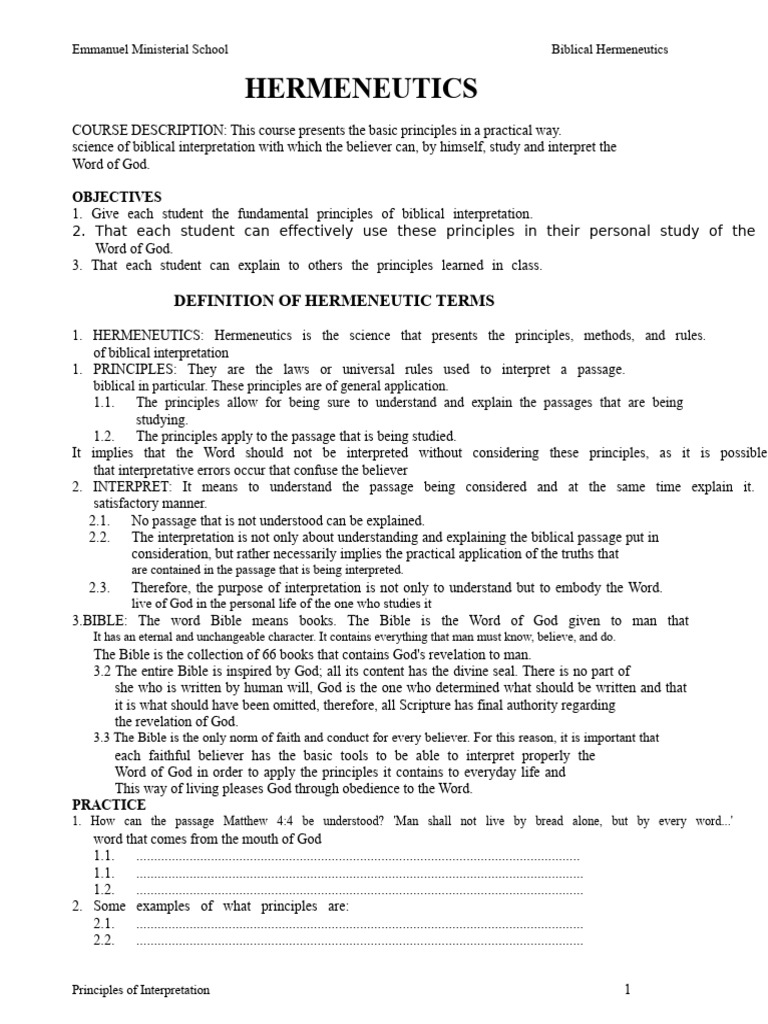 HERMENEUTICS | PDF | Bible | Biblical Hermeneutics